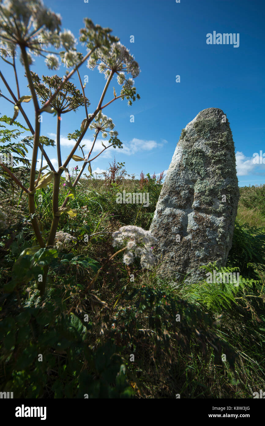 Granite standing stone, inscribed , simple cross on its southern side ...
