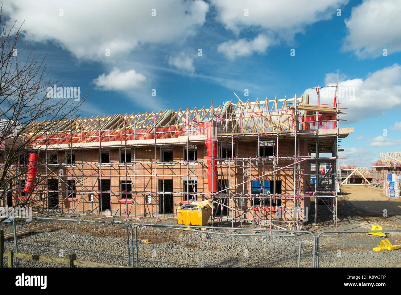 Construction of a row of houses, Grantham, Lincolnshire Stock Photo - Alamy