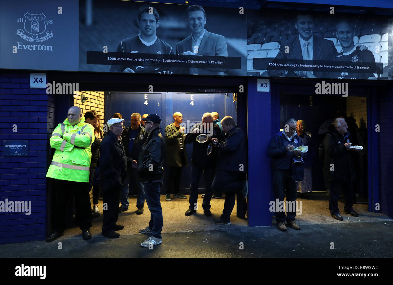 A general view of fans outside Goodison Park during the Carabao Cup ...