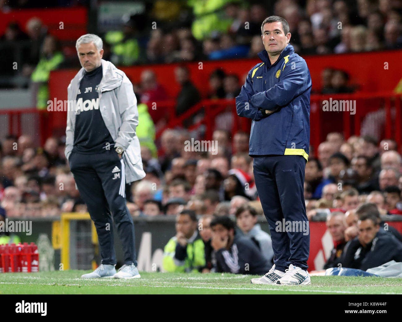 Manchester United manager Jose Mourinho (left) and Burton Albion ...