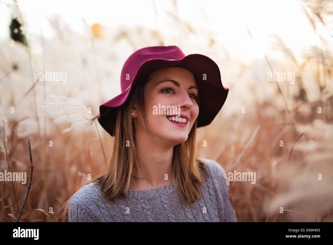 Woman wheat field sunset hi-res stock photography and images - Alamy