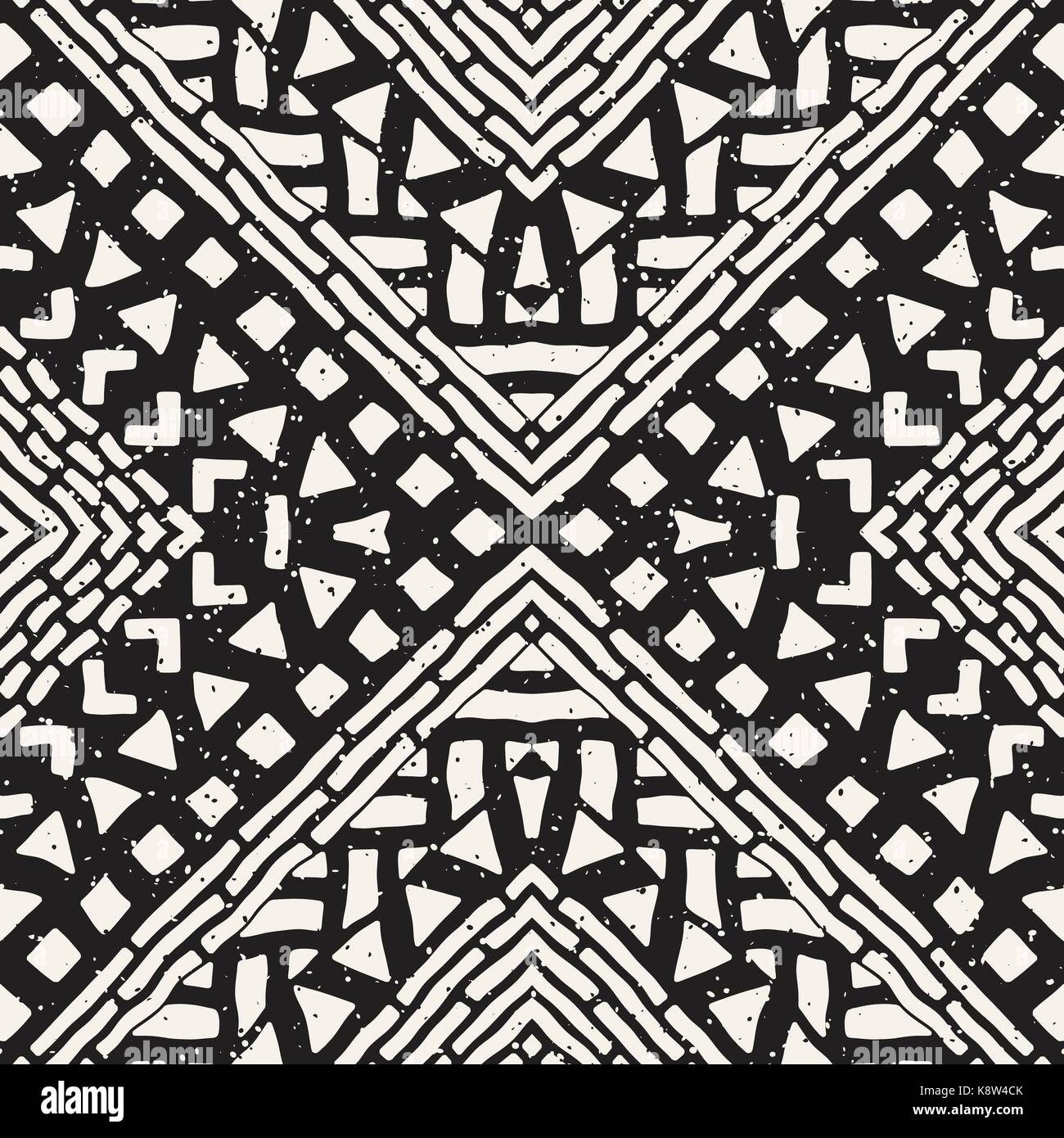 Hand drawn painted seamless pattern. Vector tribal design background ...