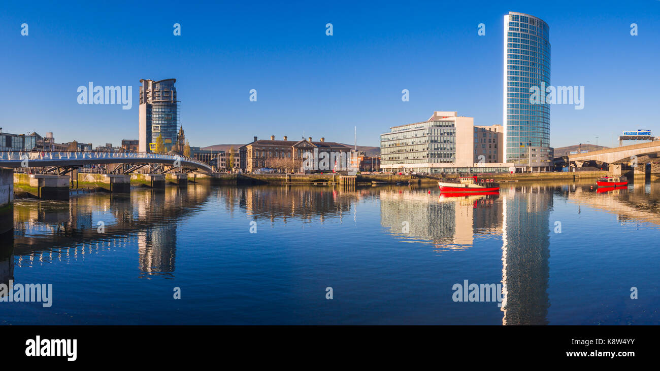 view of River Lagan, Belfast City, Northern Ireland, United Kingdom ...