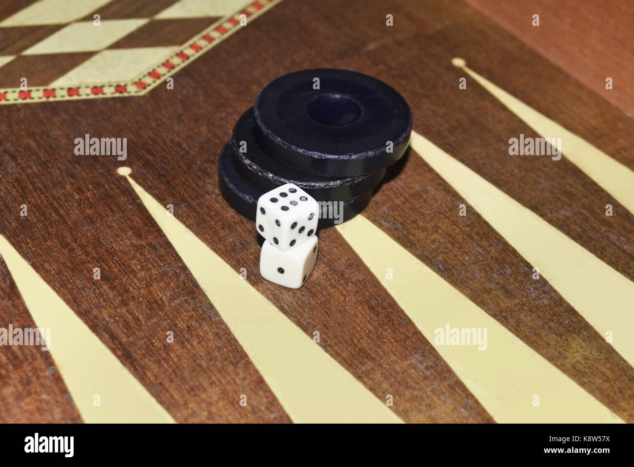 greek tavli or backgammon - board game with dice and checkers Stock ...