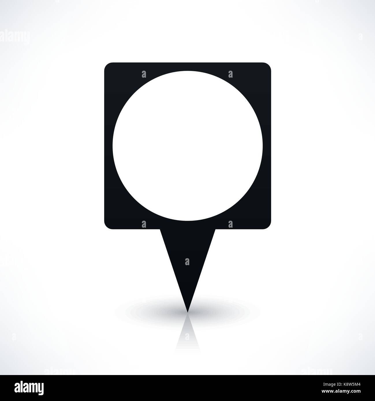 Black blank rounded square map pins sign location icon with circle ...