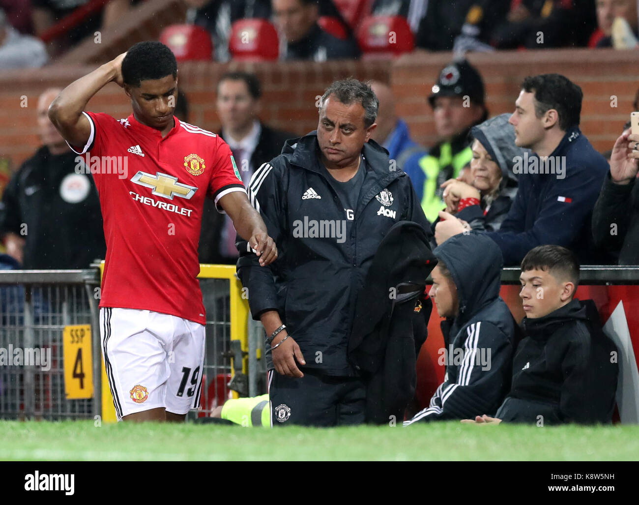 Manchester uniteds marcus rashford walks off hi-res stock photography ...