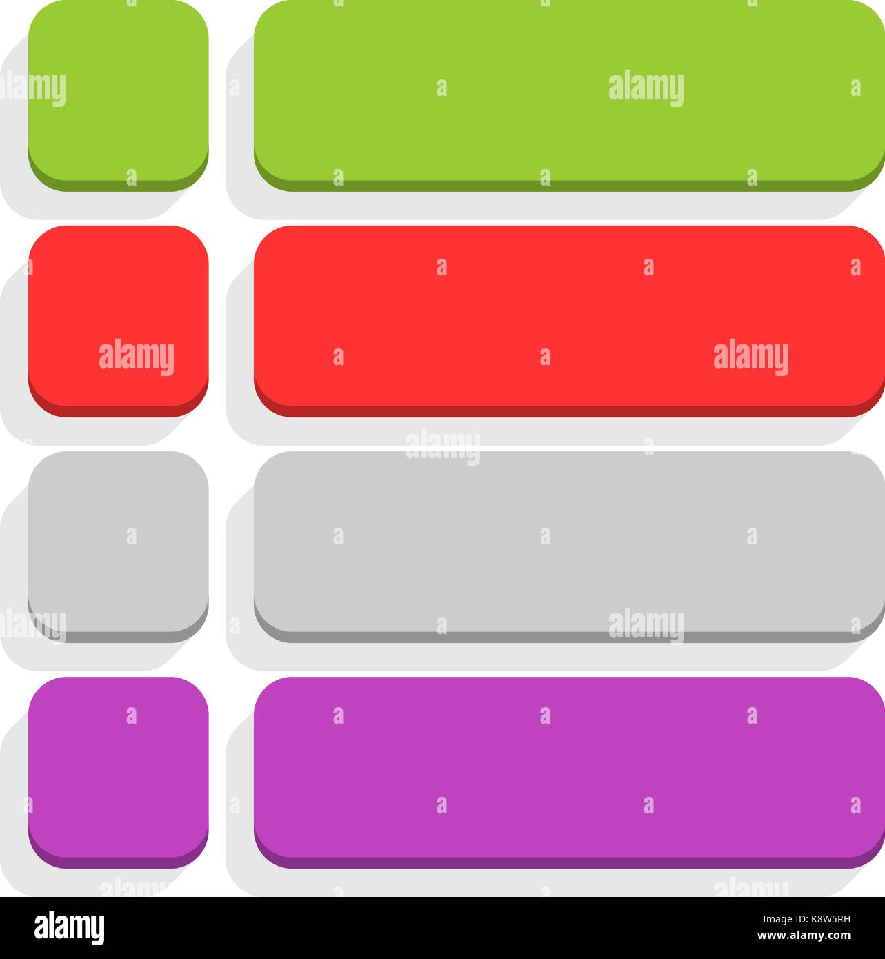 Flat blank icon square empty internet color button on white background ...