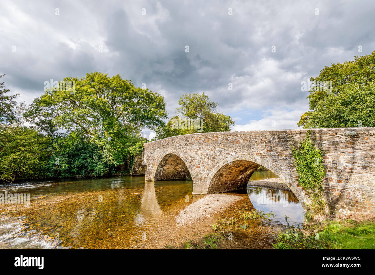 View of the bridge over the River Exe, Exebridge, a village on the ...