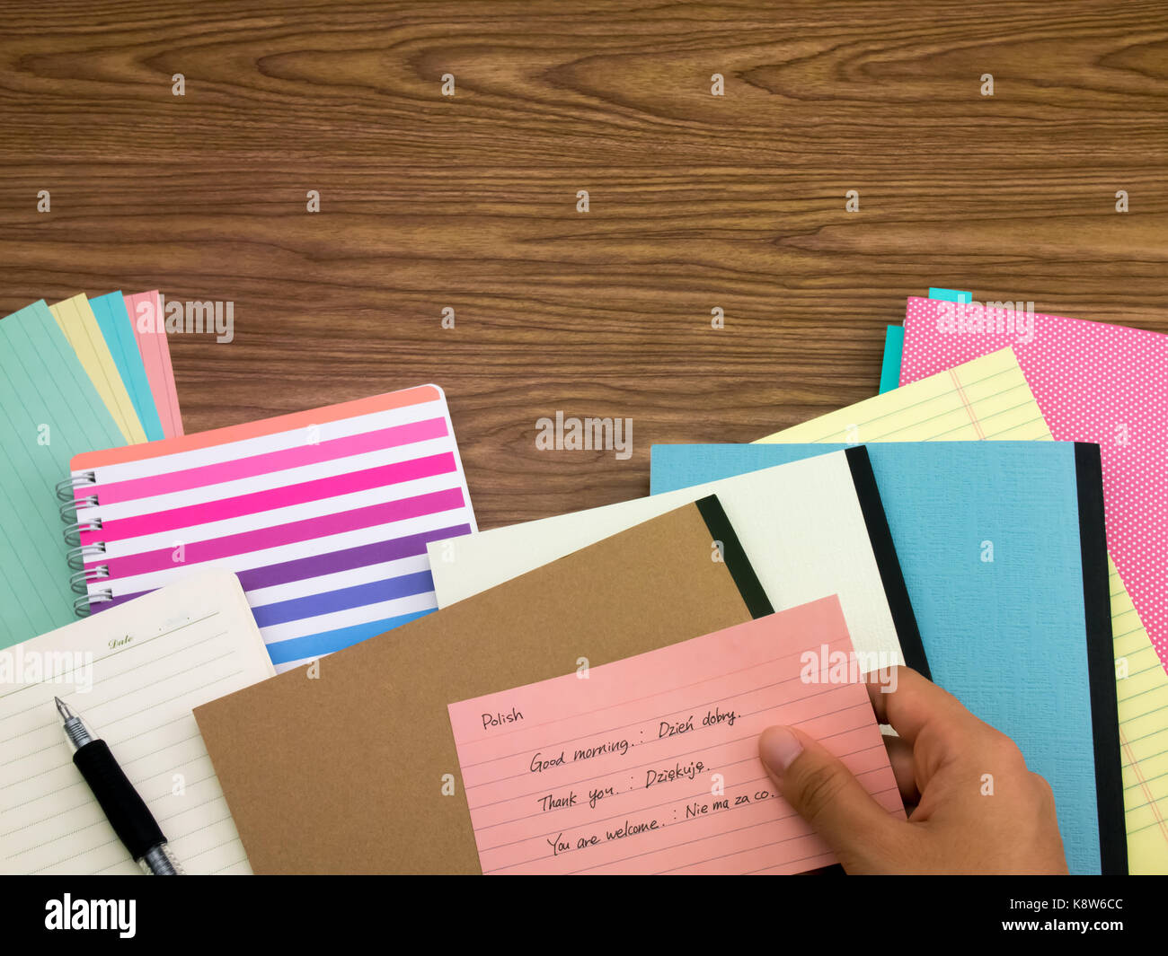 Polish; Learning New Language Writing Words on the Notebook Stock Photo ...