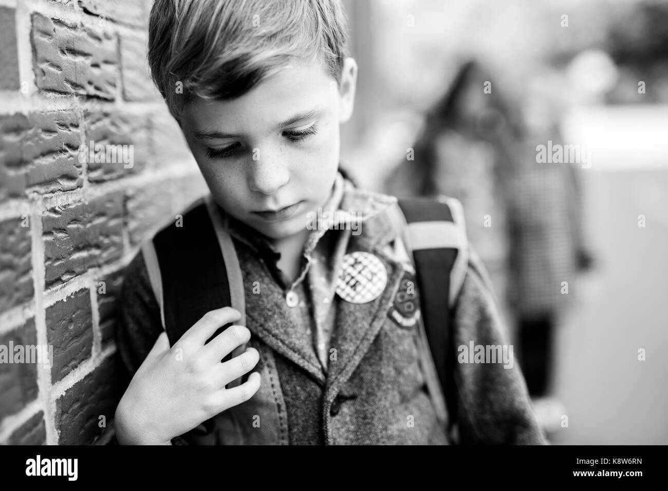 Sad schoolchild Black and White Stock Photos & Images - Alamy