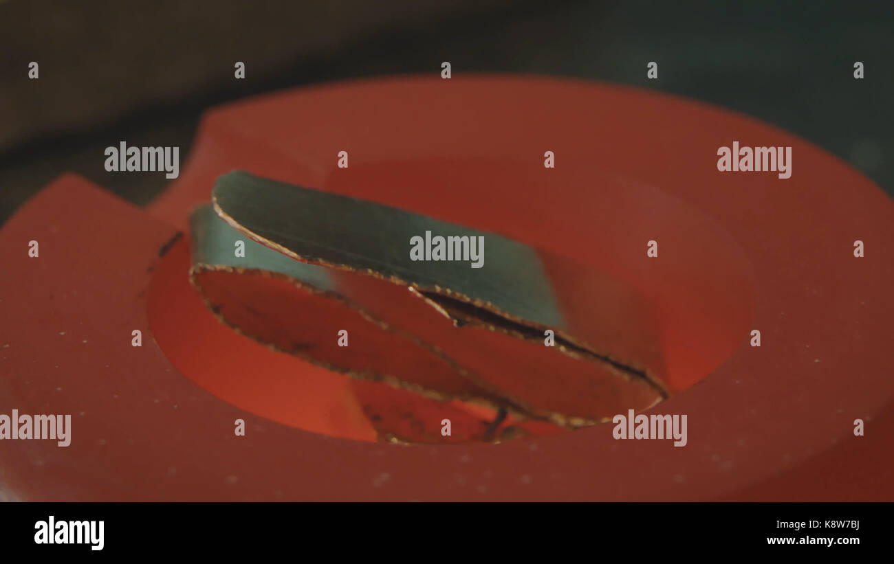 Melting Gold Bar in Furnace. Melting gold. Gold production. Creation of ...