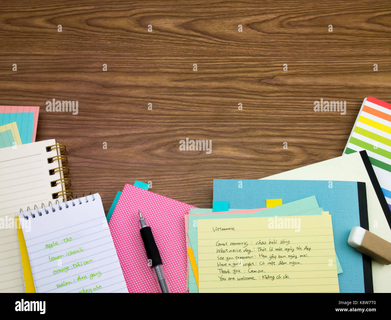 Vietnamese; Learning New Language Writing Words on the Notebook Stock ...