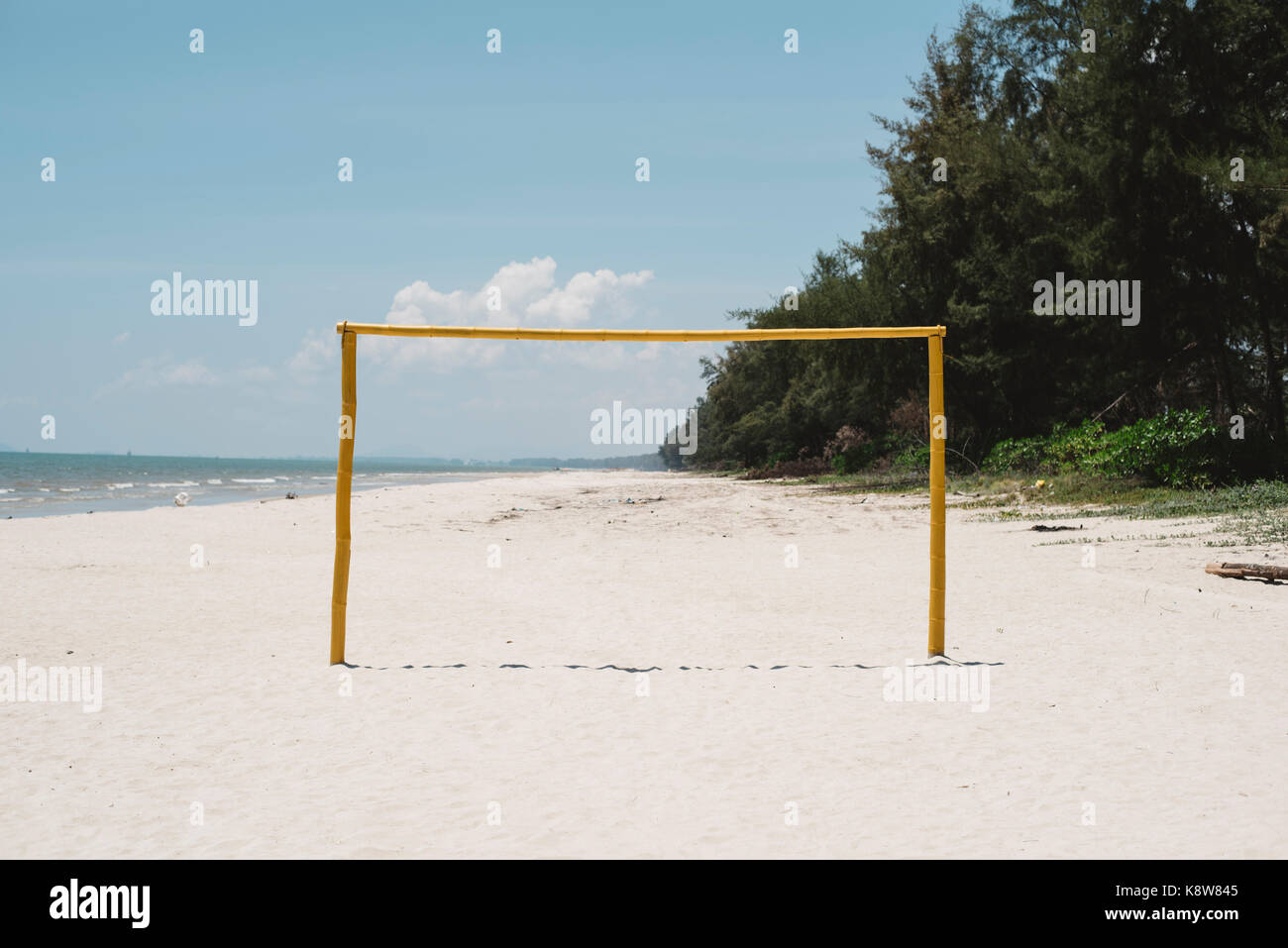handmade goal post at the beach Stock Photo - Alamy