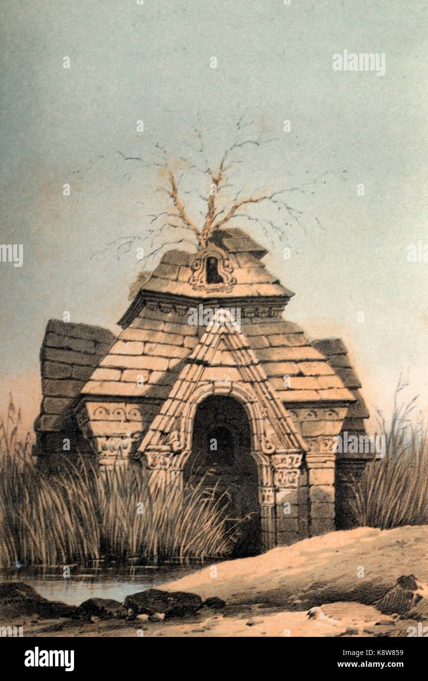 Pandrethan, Shiva Temple of Srinagar, Kashmir, India, circa 1853 Stock ...