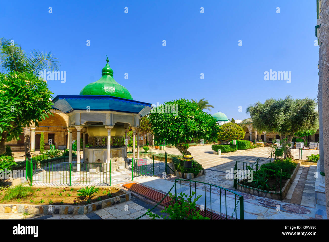 ACRE, ISRAEL - SEPTEMBER 18, 2017: View of the inner yard and sabil of ...