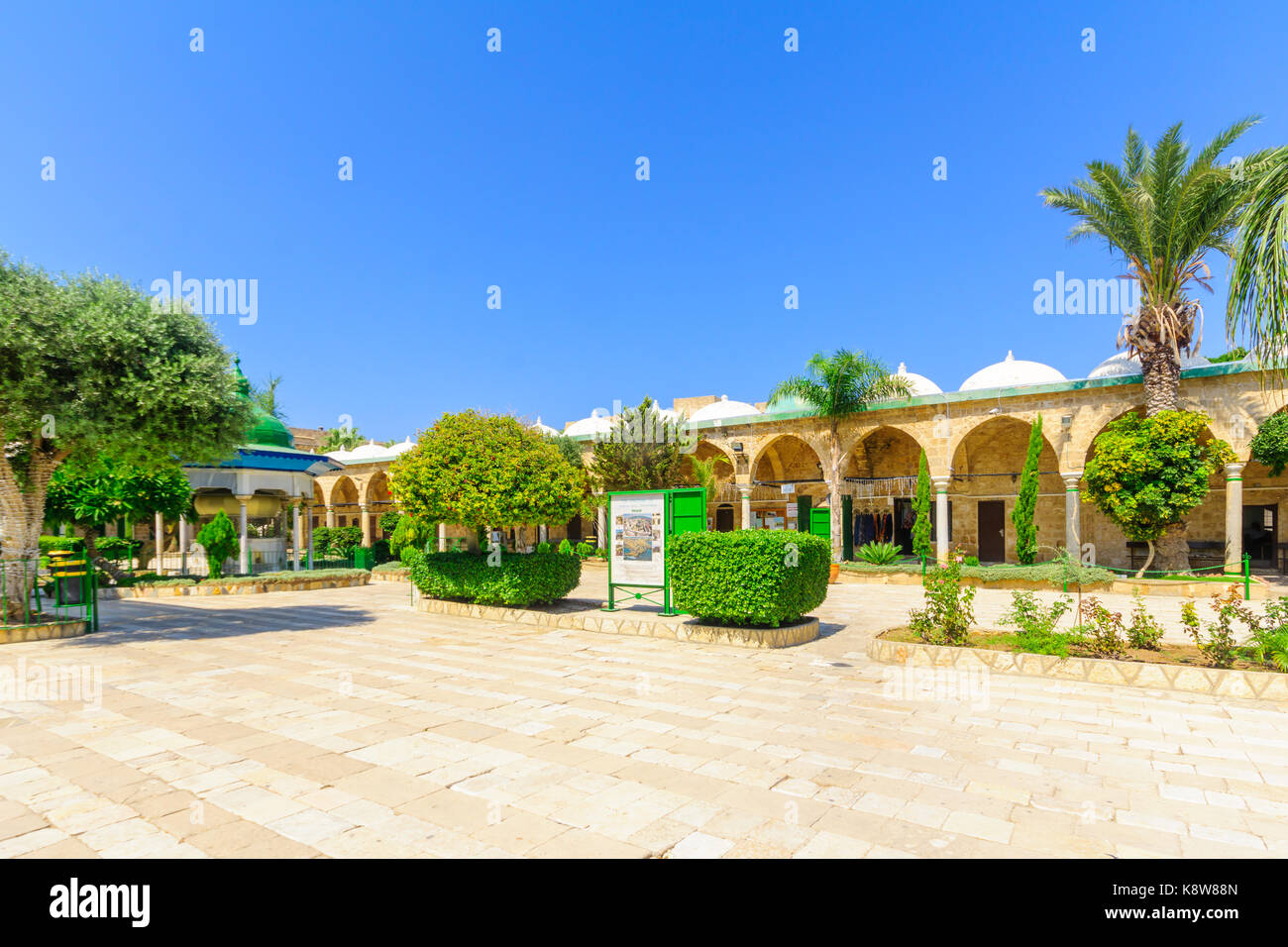 ACRE, ISRAEL - SEPTEMBER 18, 2017: View of the inner yard and sabil of ...