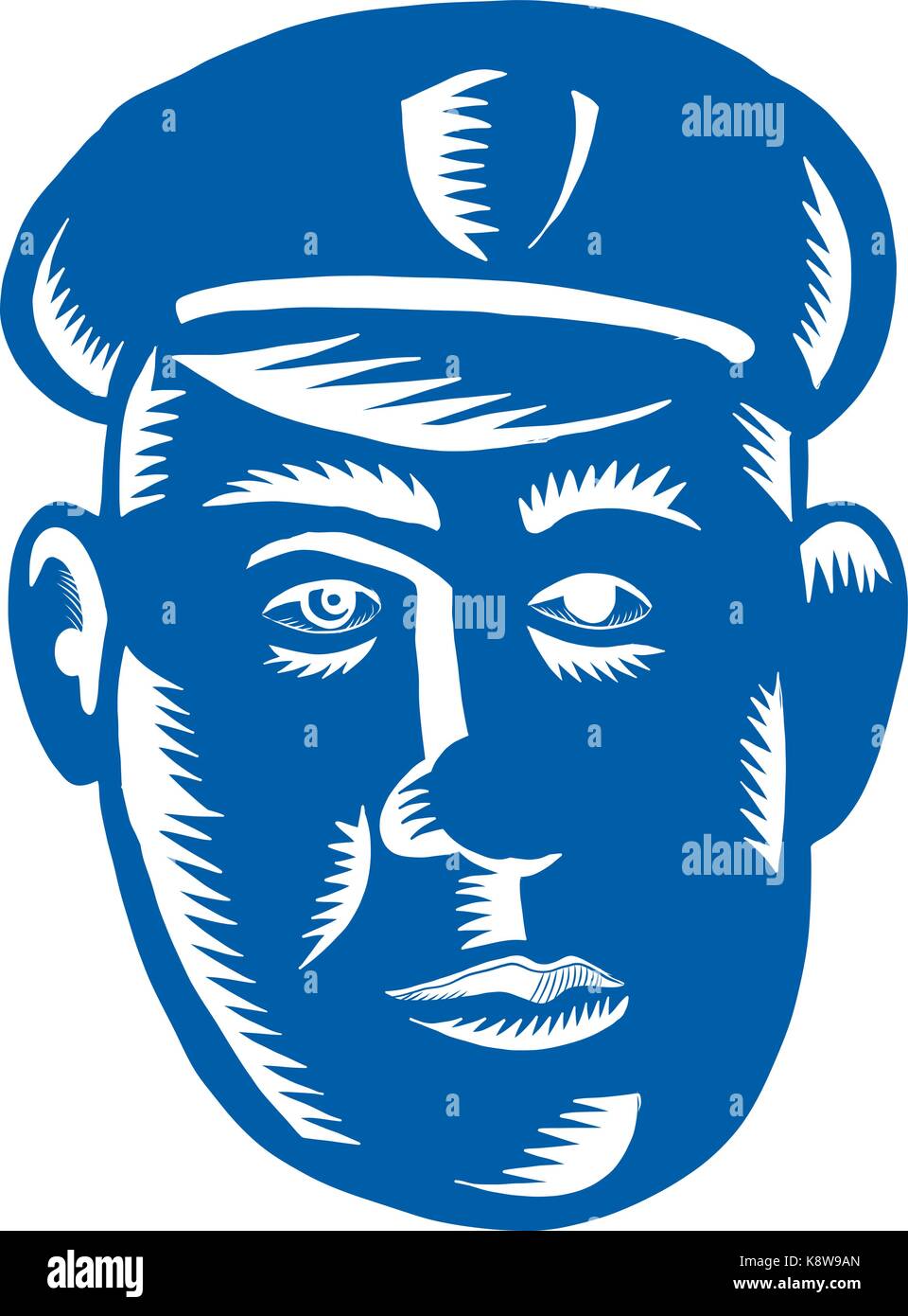 Retro style illustration of Police Officer policeman cop Head viewed ...