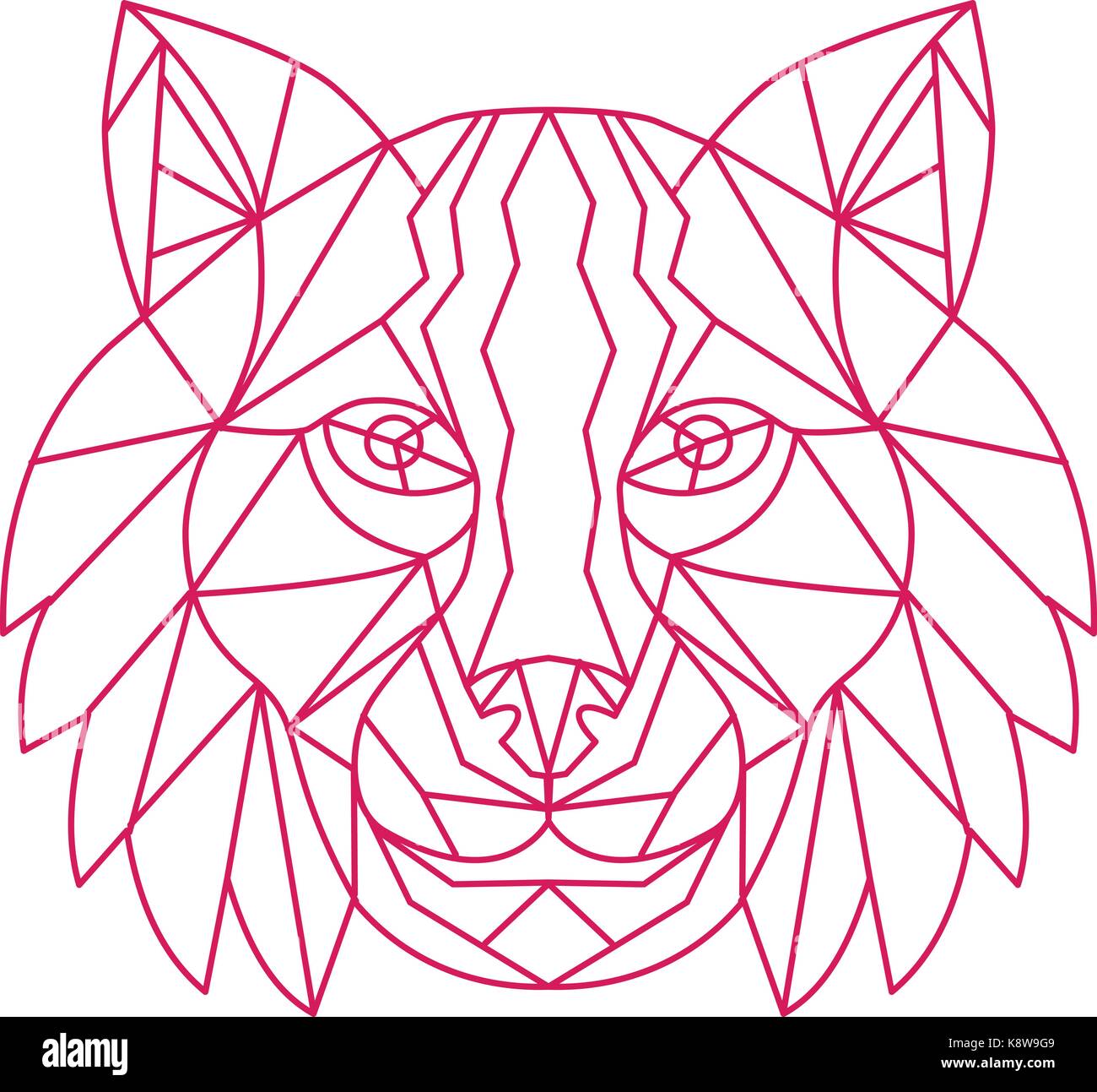 Mono line illustration of a Lynx Bobcat, medium-sized wild cat, head ...