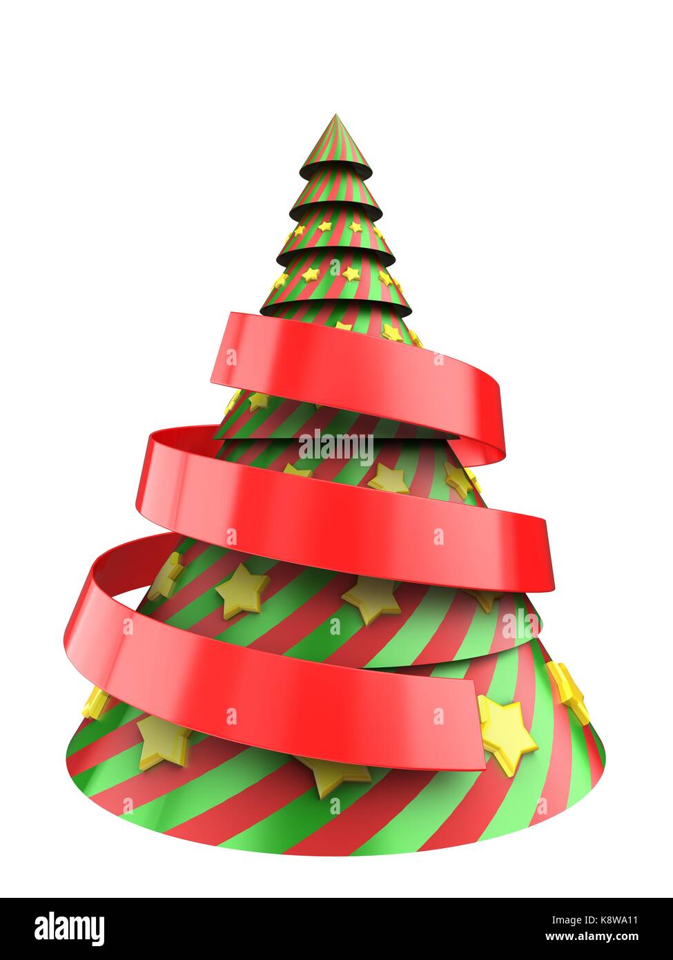 3d illustration of Christmas tree shape over white background with big ...