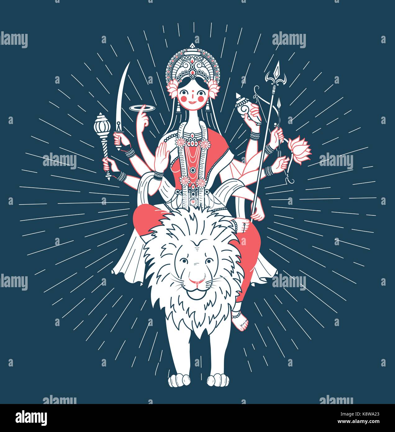 Lion and durga Stock Vector Images - Alamy