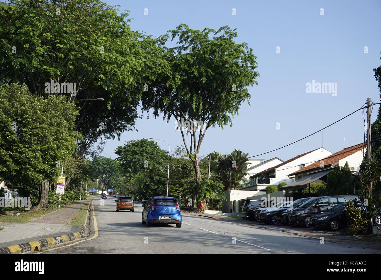 a street in residential area of Bangsar, suburbs of Kuala Lumpur ...