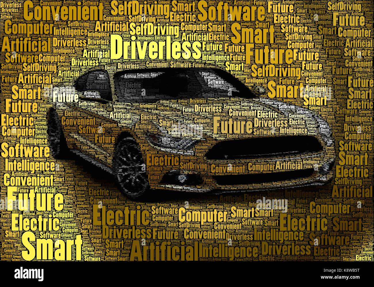 Driverless car concept made using only words about the subject Stock ...