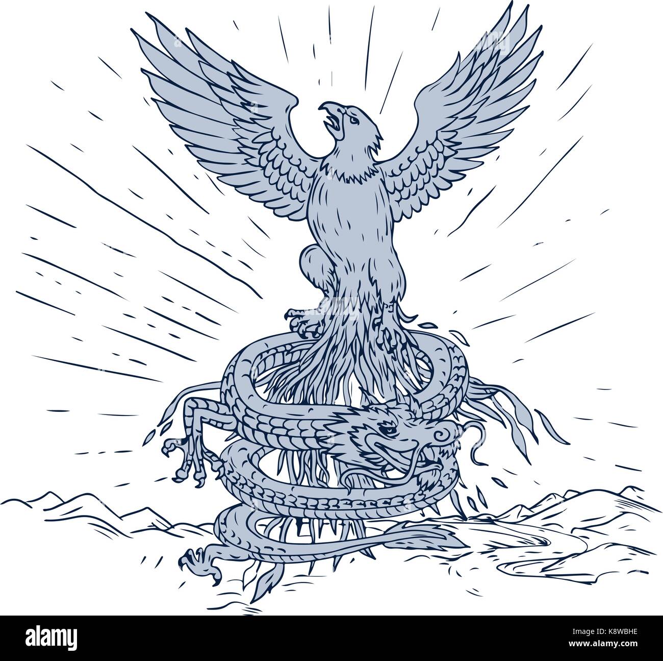 Chinese dragon illustration mountains hi-res stock photography and ...