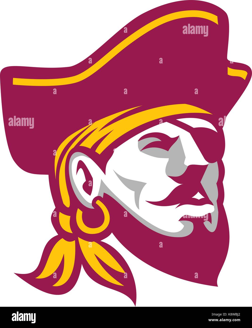 Icon style illustration of a Buccaneer, a privateer or pirate ...