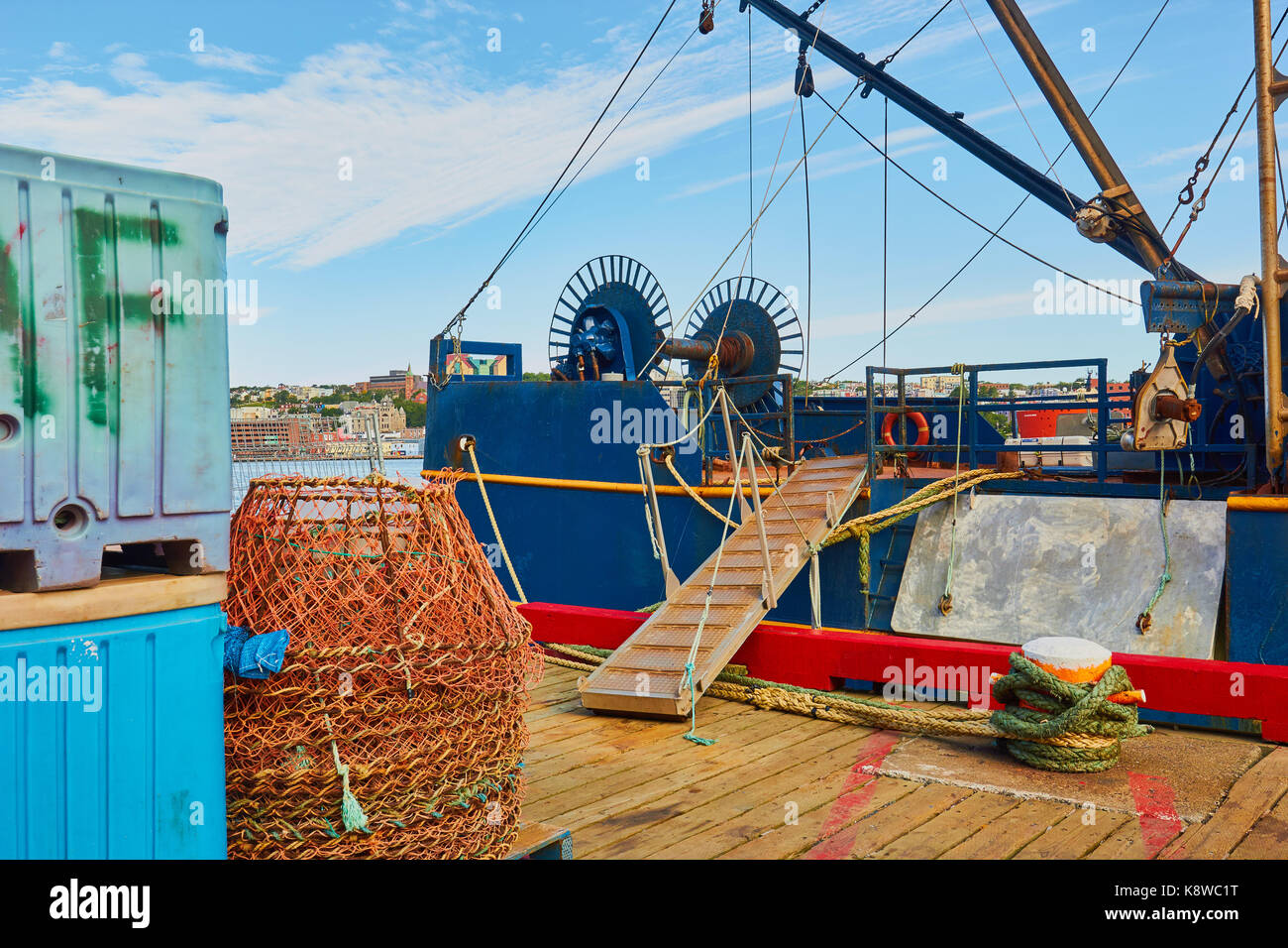 Fishing trawler and lobster pots, St John's, Newfoundland, Canada Stock ...
