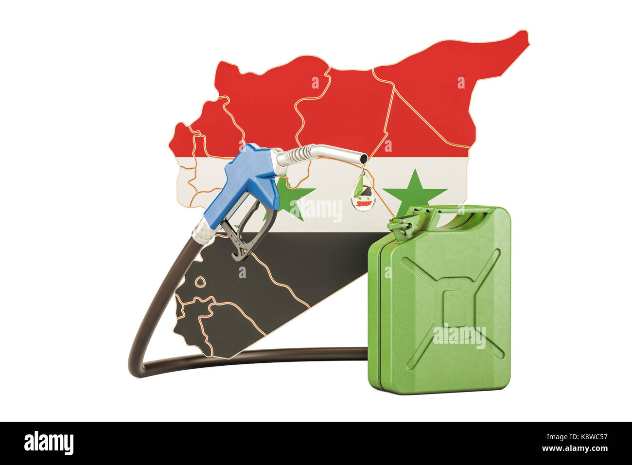 Production and trade of petrol in Syria, concept. 3D rendering isolated ...