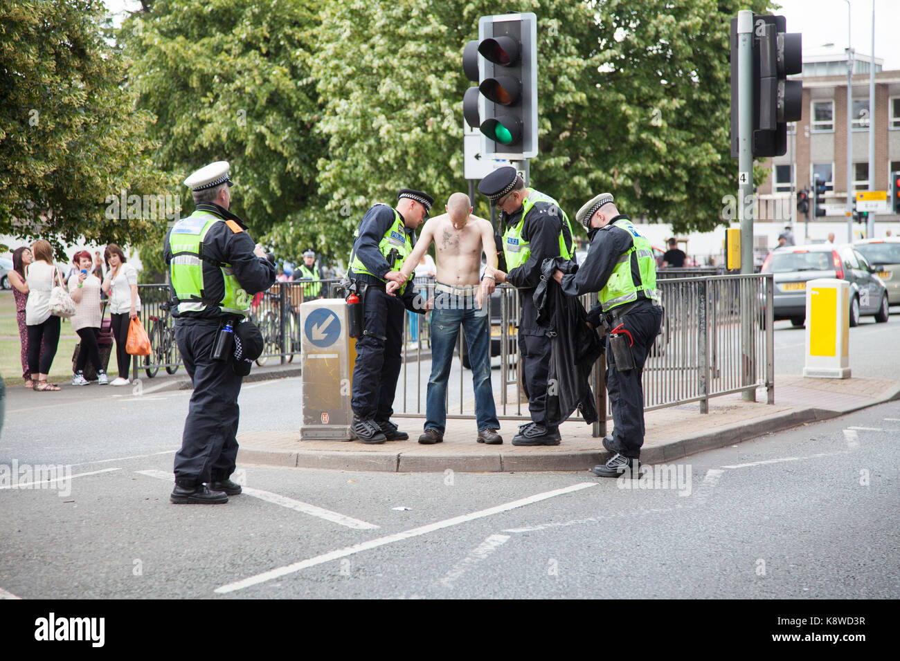 Police stop and search a male in Cambridge Stock Photo - Alamy