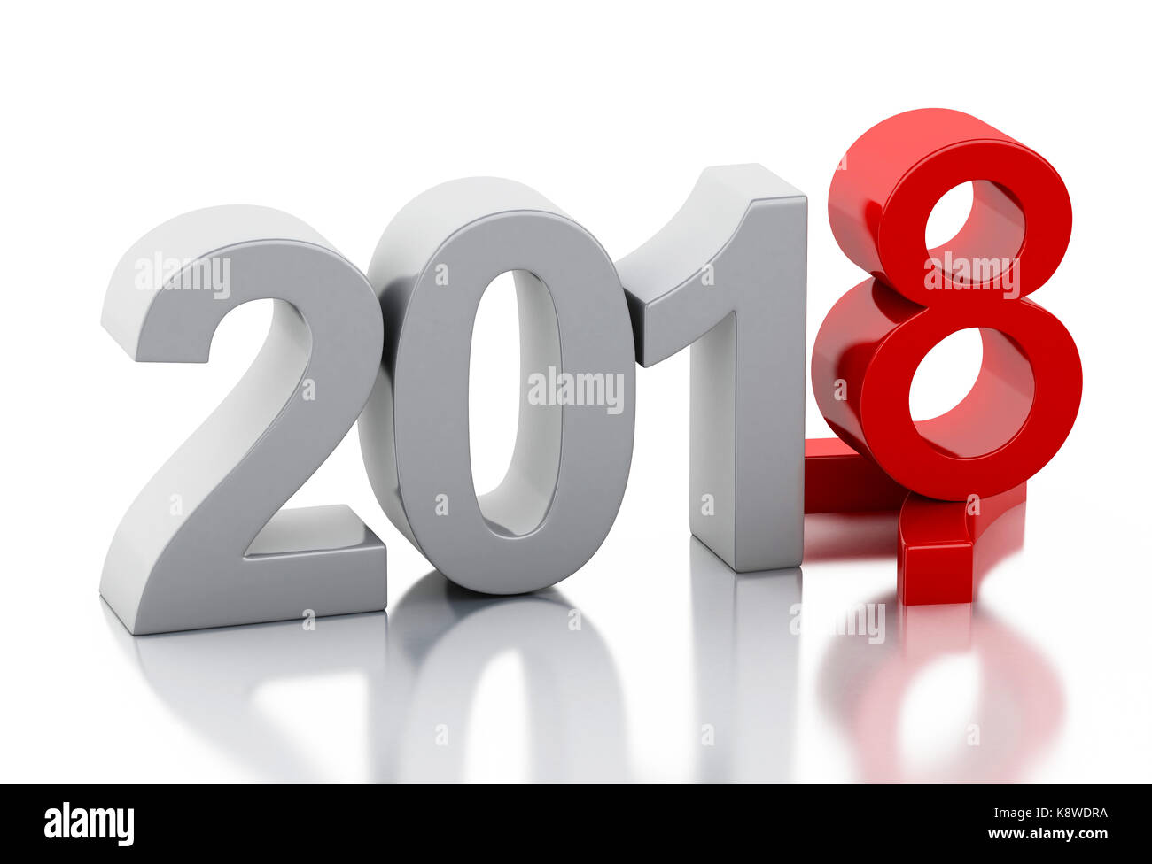 3d renderer image. New Year 2018 isolated on white background Stock ...