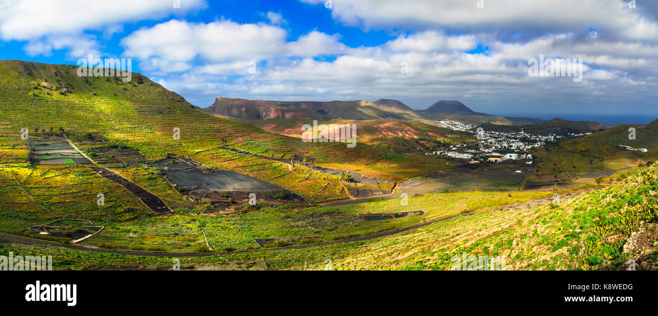 Impressive volcanic landscape in Lanzarote island,Canary,Spain Stock ...