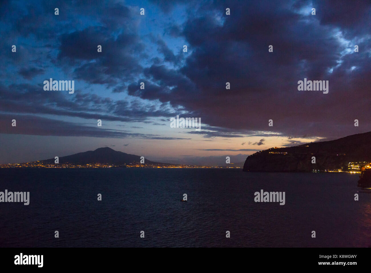 Sorrento, Italy, September 20 2017. Mount Vesuvius photographed across ...