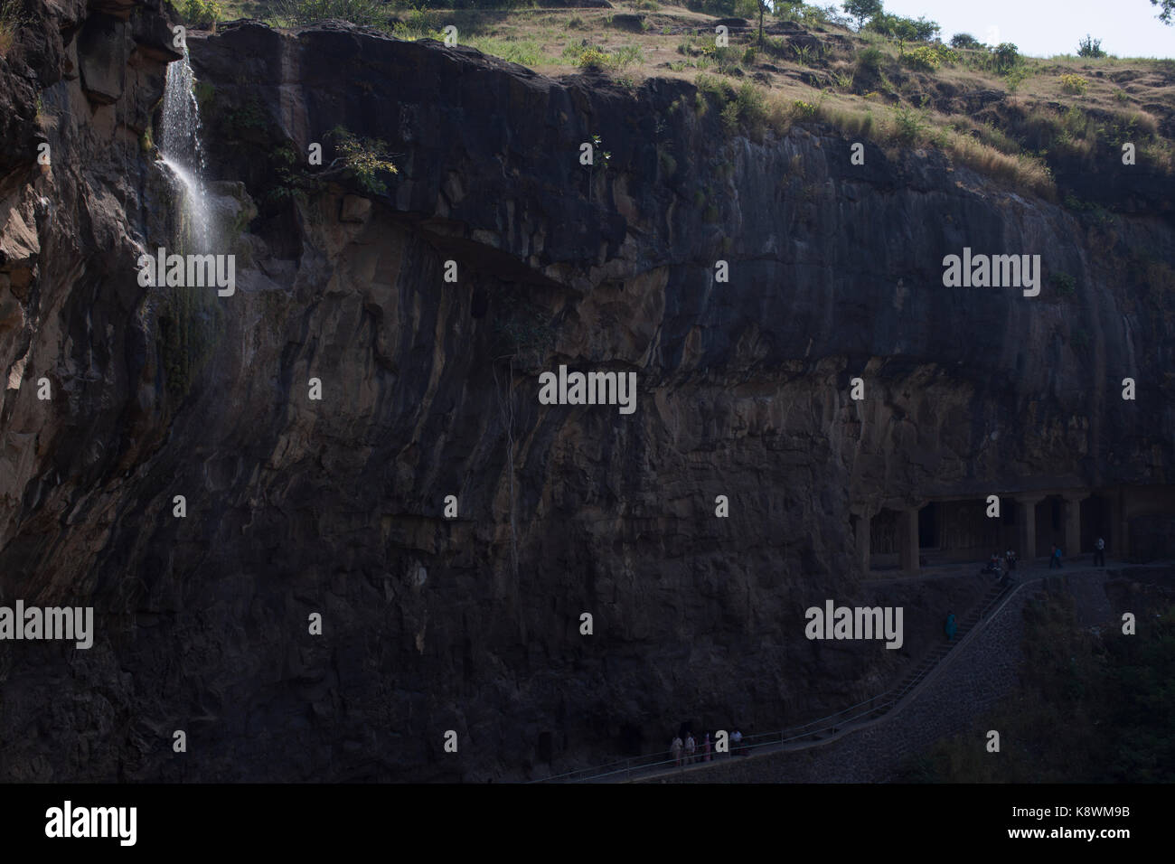 Ellora caves india waterfall hi-res stock photography and images - Alamy