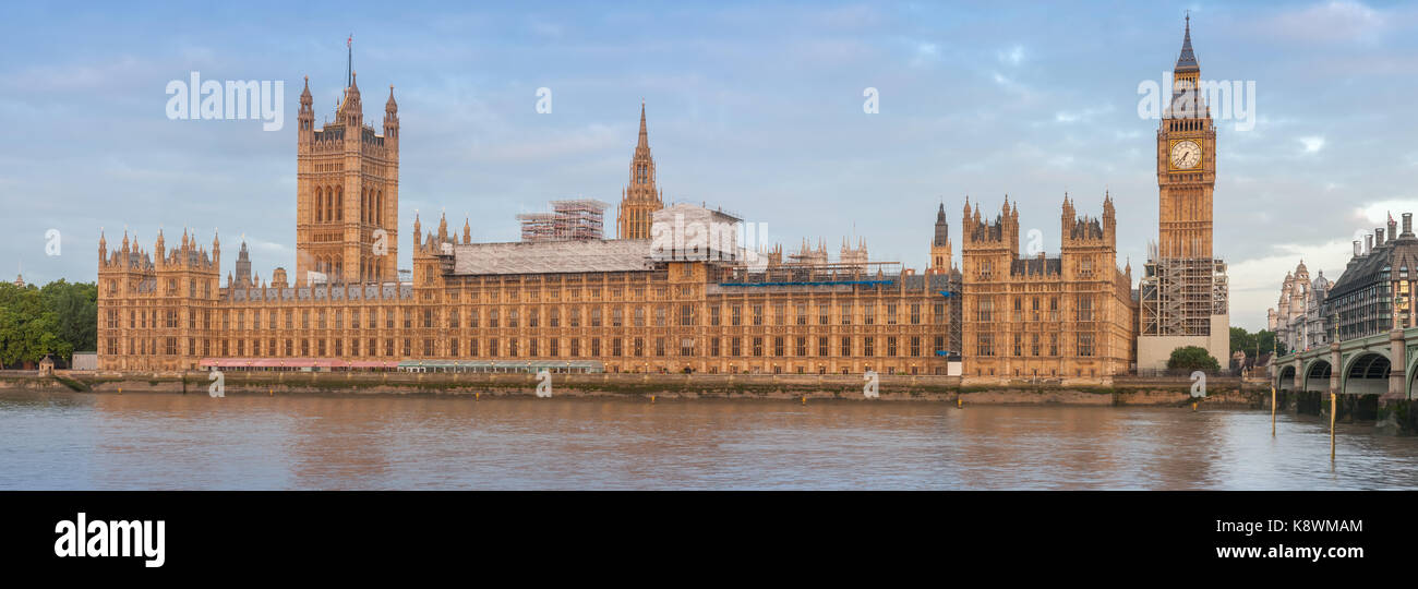 Panoramic view of Palace of Westminster in the morning , London ...