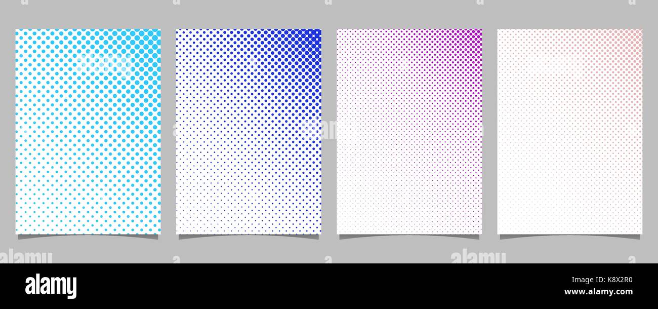 Retro abstract halftone dot pattern brochure template set - vector page background graphic ...