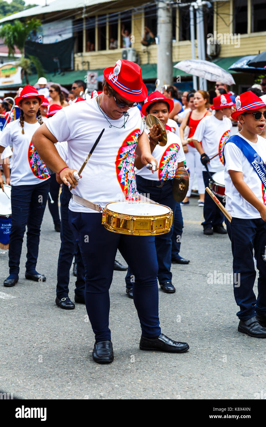 Drummer in a high school band marching in the 2017 Independence Day ...