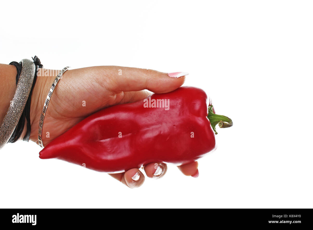 Red sweet paprika pepper on isolated white background Stock Photo - Alamy