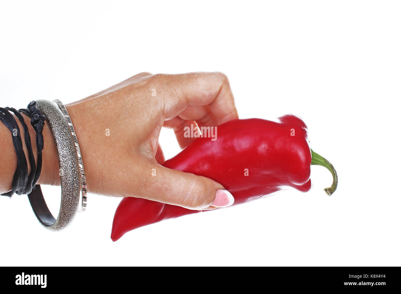 Red sweet paprika pepper on isolated white background Stock Photo - Alamy