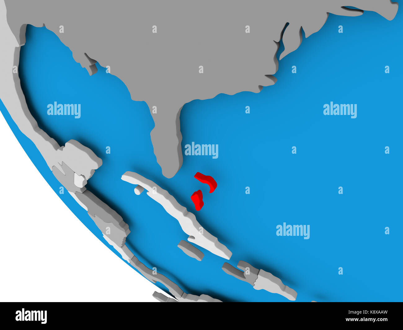 Map of Bahamas in red on political globe. 3D illustration Stock Photo ...