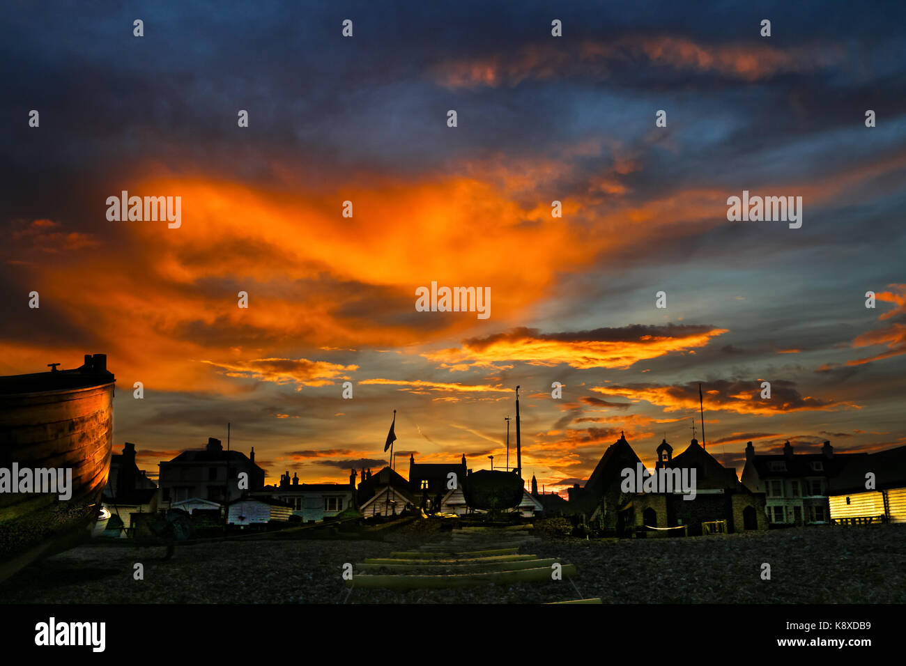 Walmer RNLI Station with boats and beach at Sunset #6 Stock Photo - Alamy