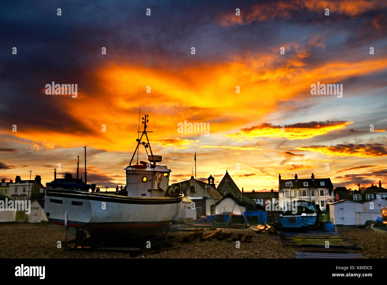 Walmer RNLI Station with boats and beach at Sunset #5 Stock Photo - Alamy