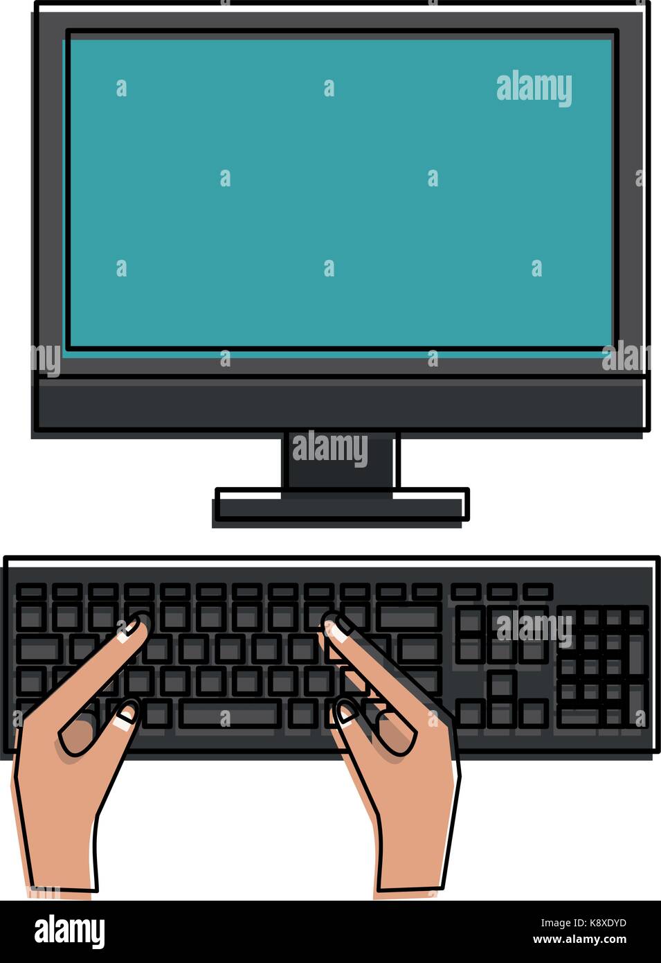 Hands typing on keyboard Stock Vector Images - Alamy
