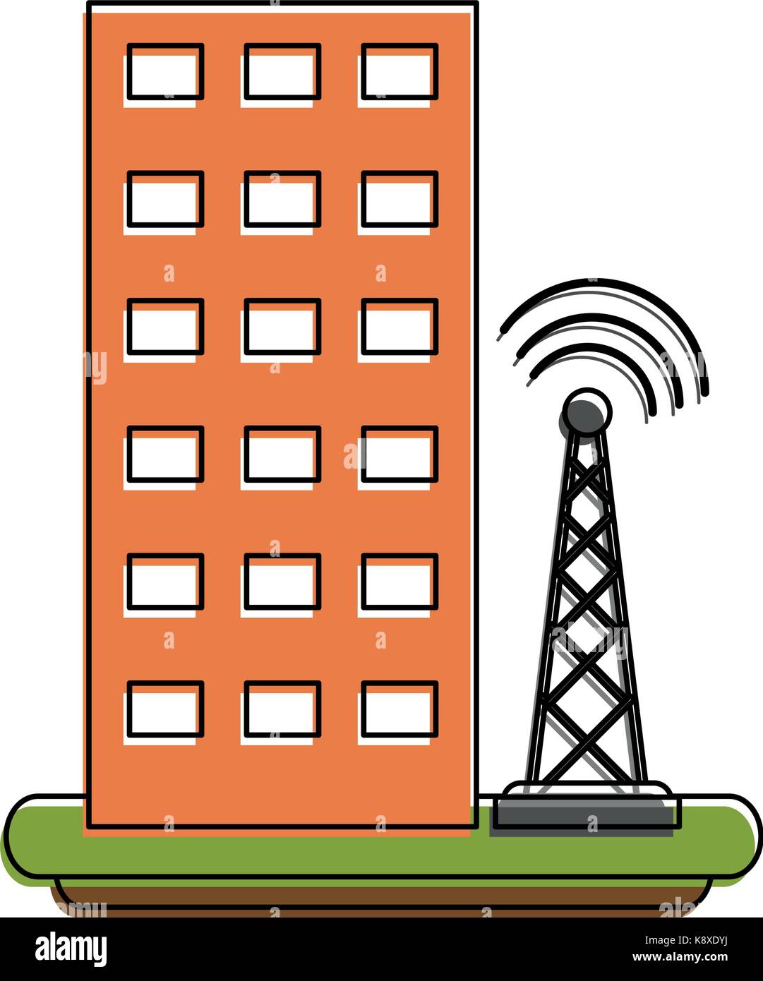 antenna next to building telecommunications icon image Stock Vector ...