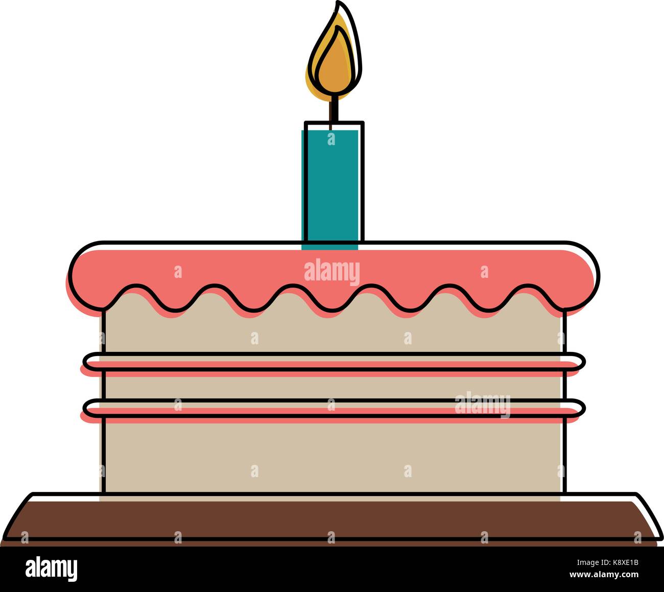 birthday cake with candle icon image Stock Vector Image & Art - Alamy