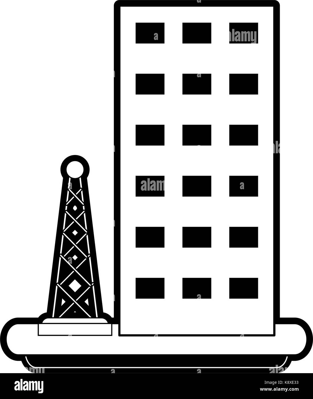 antenna next to building telecommunications icon image Stock Vector ...