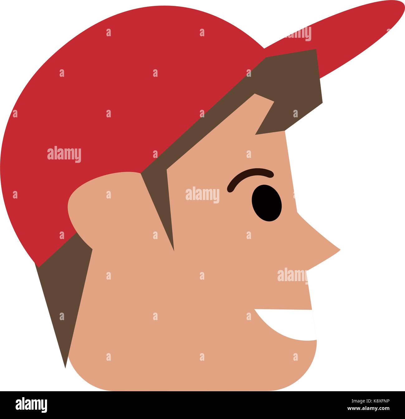 happy man wearing cap sideview icon image Stock Vector Image & Art - Alamy