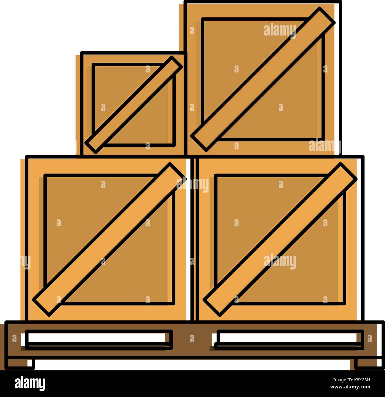 wooden boxes on pallets shipping delivey icon image Stock Vector Image ...