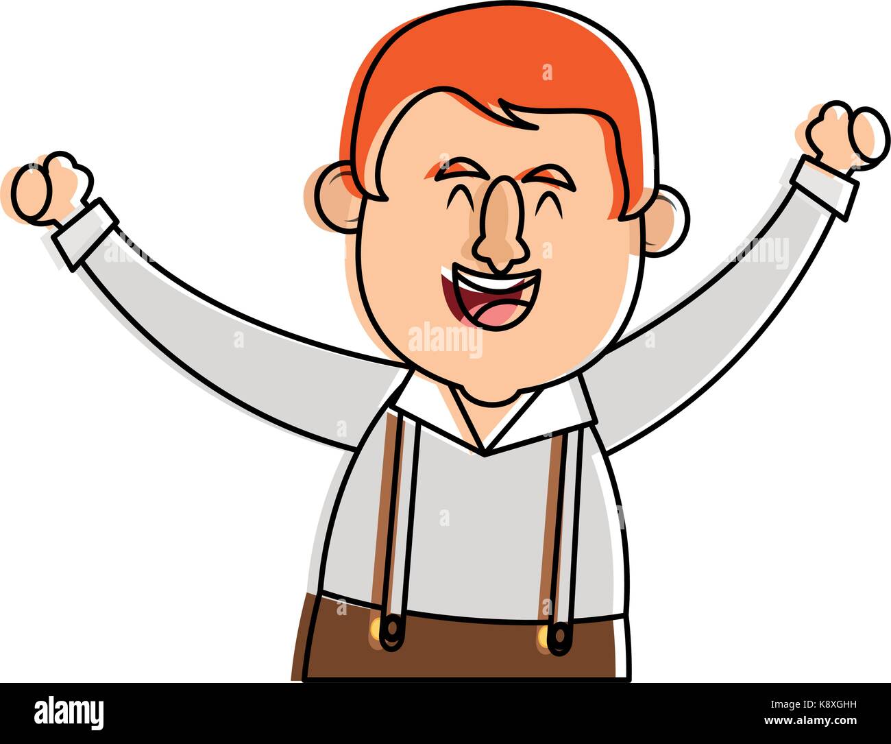 happy man in folk german costume raising arms icon image Stock Vector ...